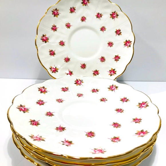 AYNSLEY | Dining | Vintage Aynsley 5 Saucers Grotto Rose Fine Bone ...